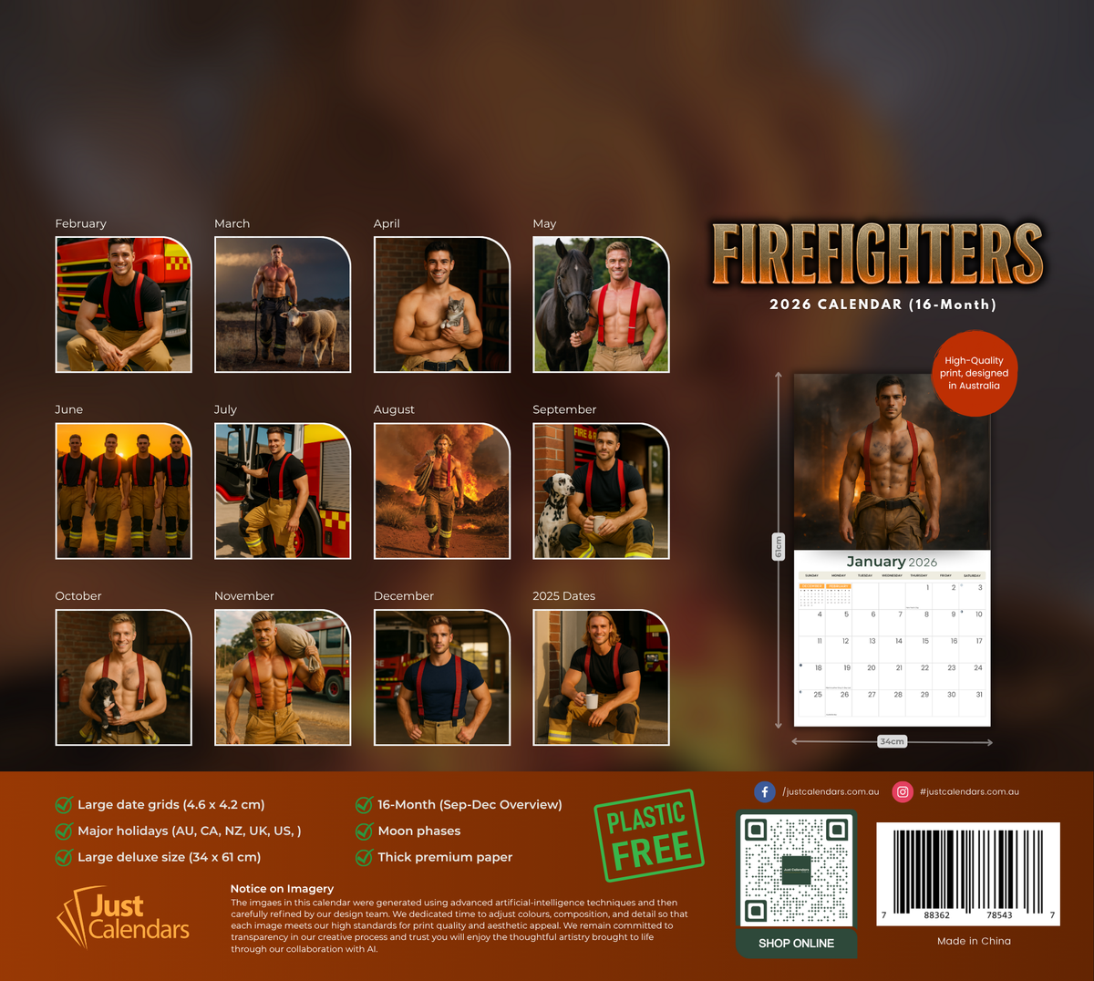 2026 Firefighters - Deluxe Wall Calendar