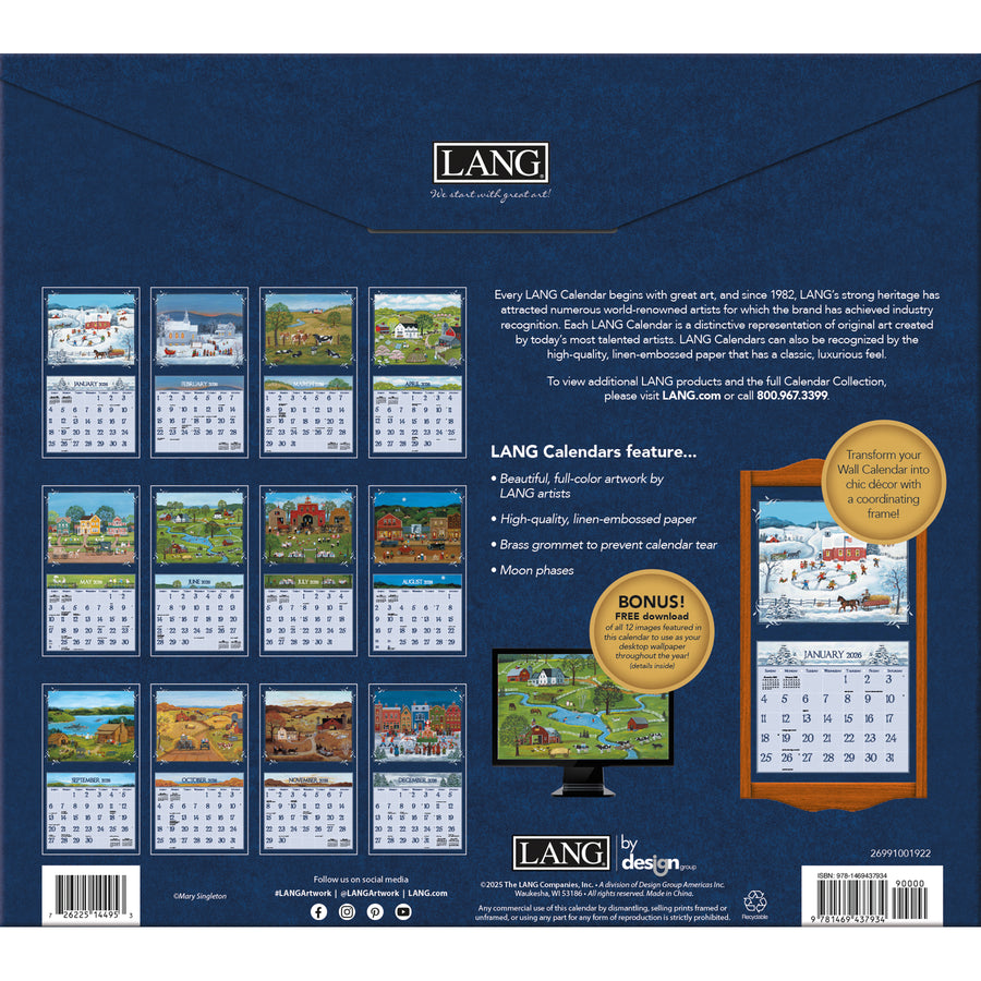 2026 LANG Folk Art™ - Deluxe Wall Calendar at Just Calendars USA Store